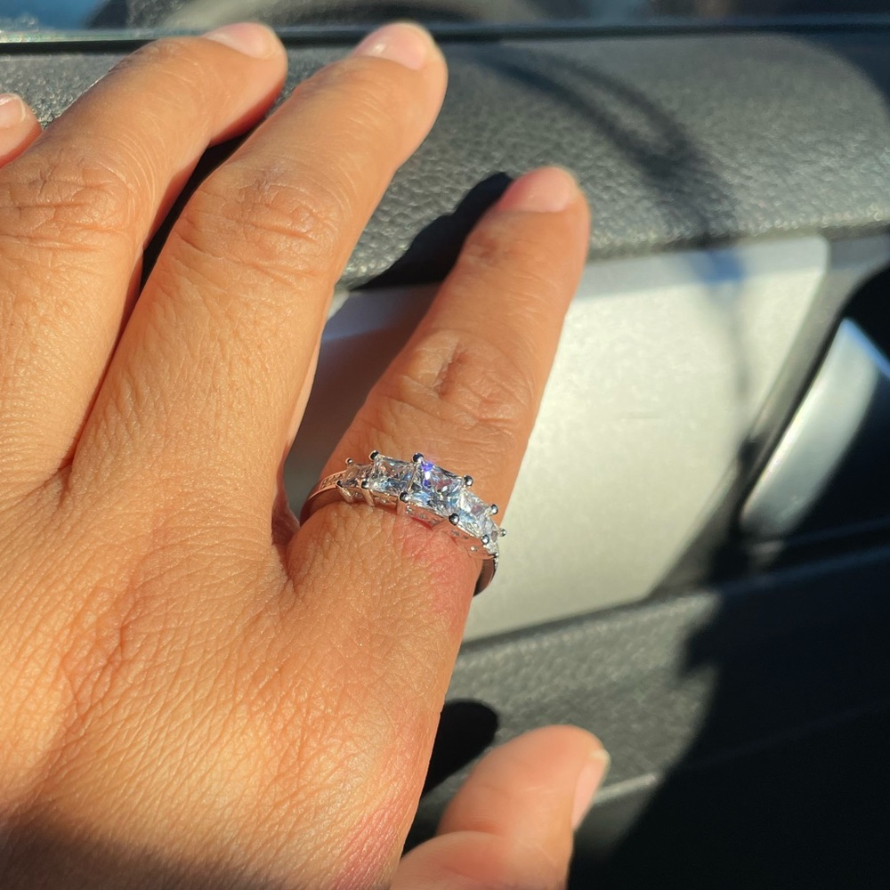 Clear Cz Princess Tier Engagement Ring - Gem